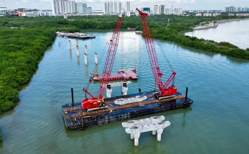 Construction of the Nichupté Bridge in Cancún reports progress of 33%