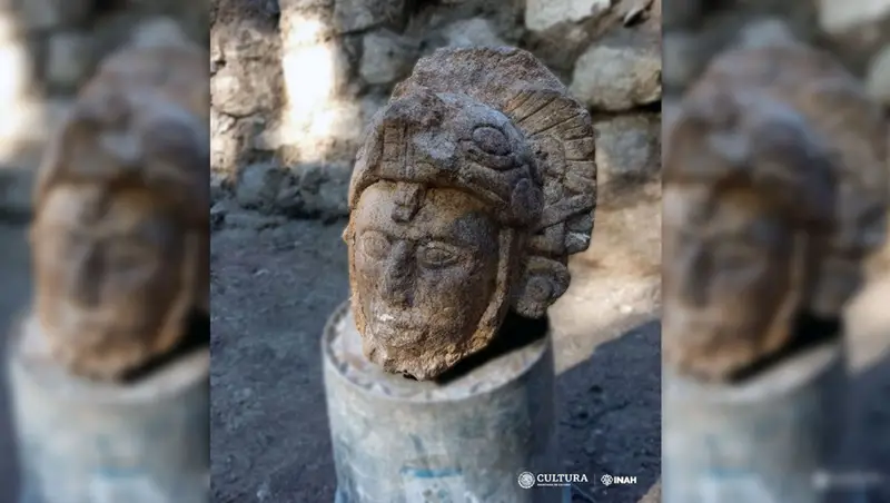 Ancient Maya warrior sculpture with serpent helmet discovered at ...